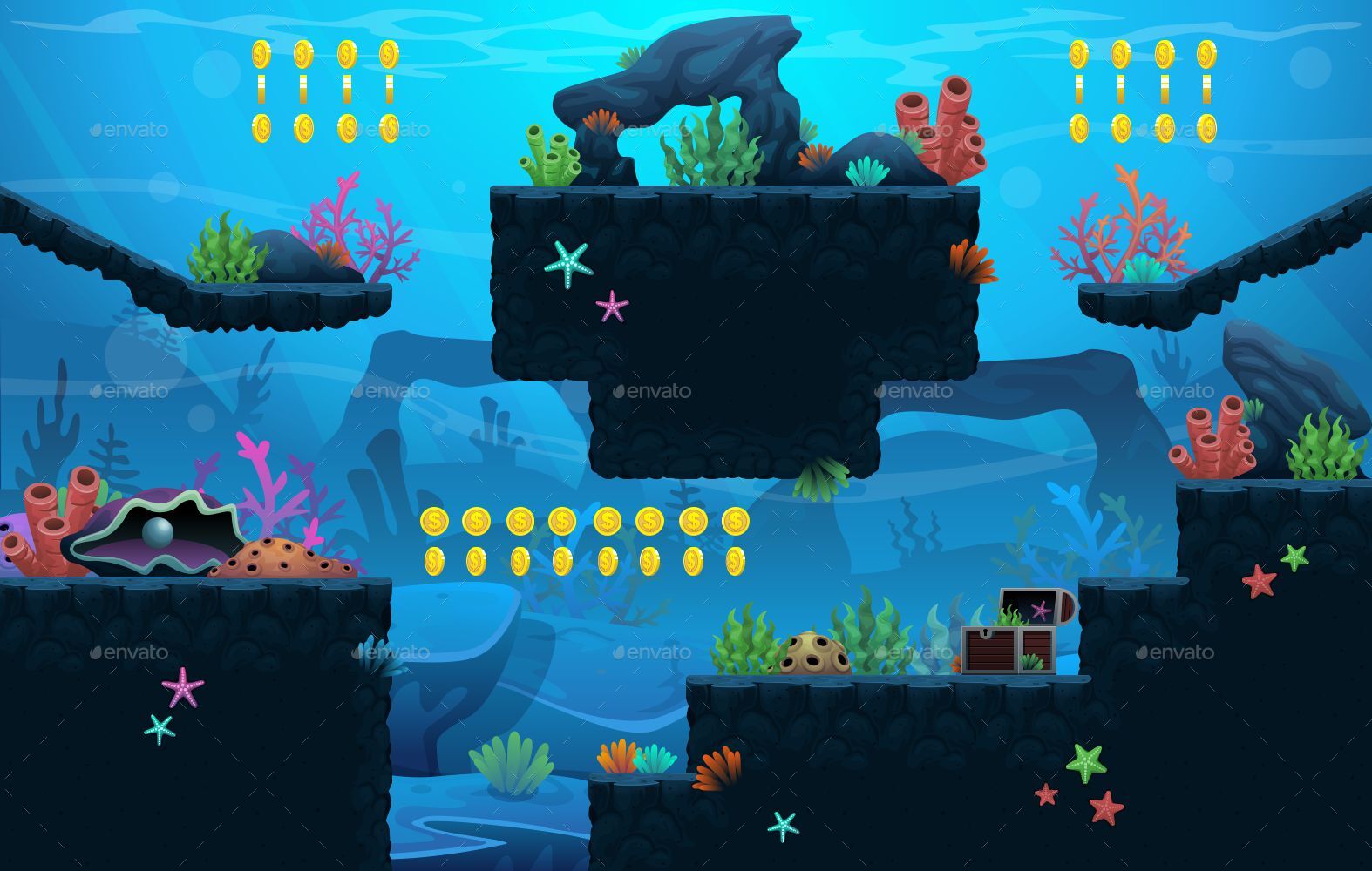 Deep Water - Platformer Tileset, Game Assets | GraphicRiver